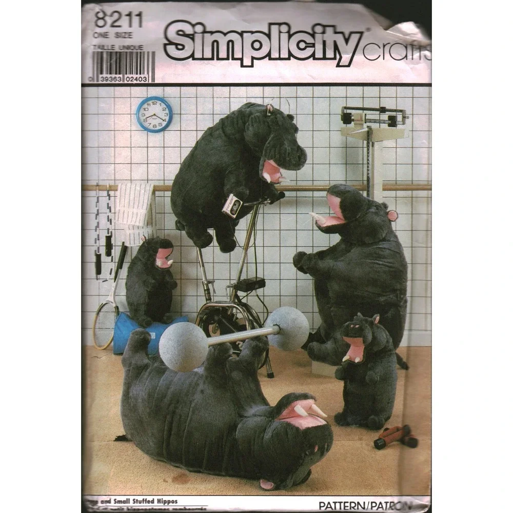 Simplicity | Toys | Simplicity 821 Vintage 1987 Stuffed Hippo Sewing ...